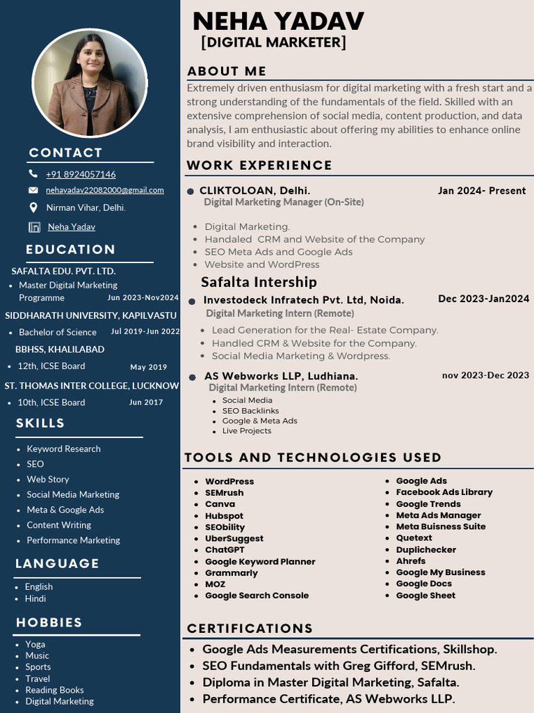 Neha Yadav Updated Resume (2) (4) (1) | PDF | Digital Marketing | Search Engine Optimization