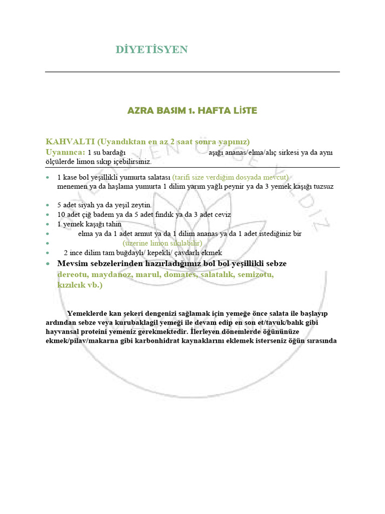 Azra Basim 1. Hafta Li̇ste | PDF