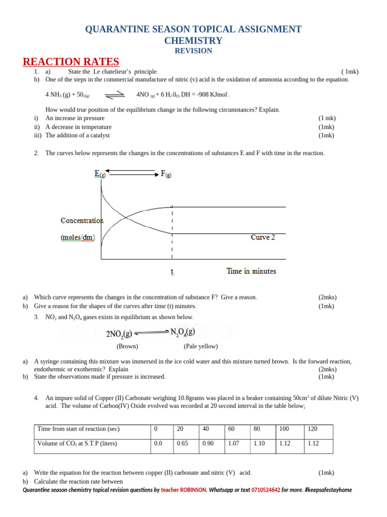 Chem Reaction Rates Quarantine Revision-1 | PDF | Chemical Equilibrium ...
