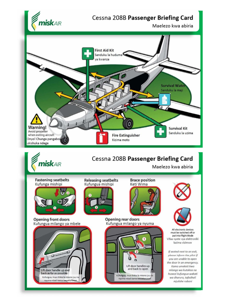 C208 Passenger Briefing Card | PDF