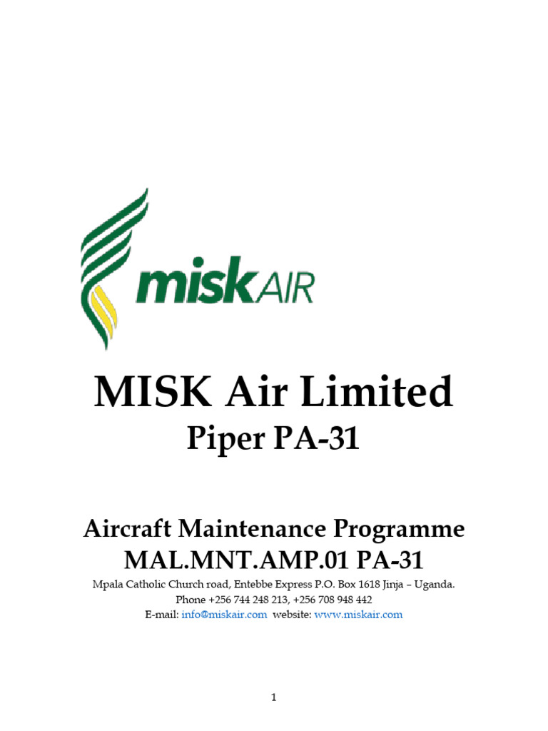 MAL.amp.PA-31.01 Aircraft Maintenance Program | PDF | Aviation