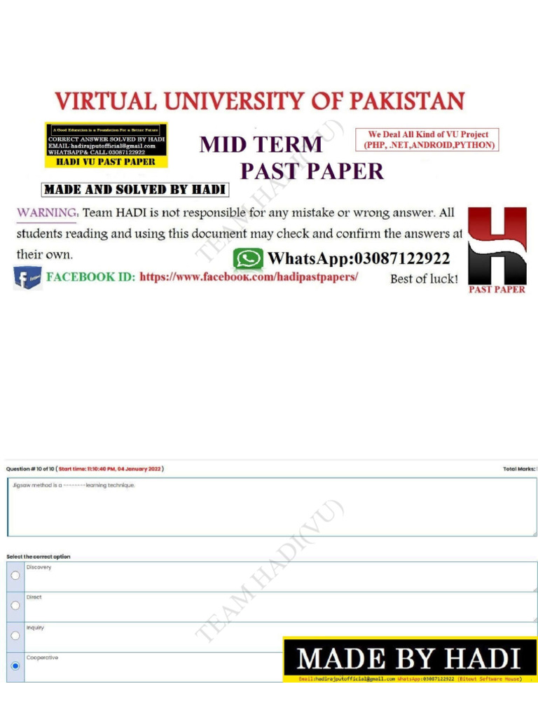 EDU654 Quiz File | PDF