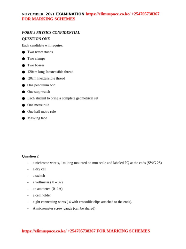 Physics Form 3 Pp3 Confidential | PDF