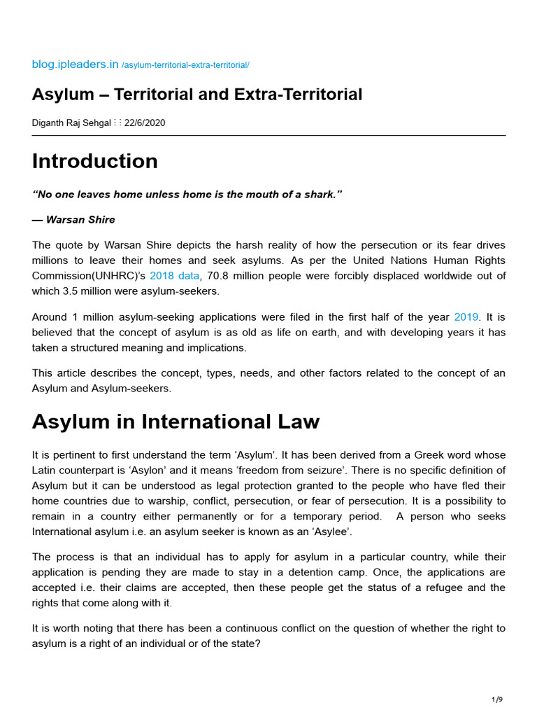 Understanding Territorial and Extra-Territorial Asylum | PDF | Asylum ...