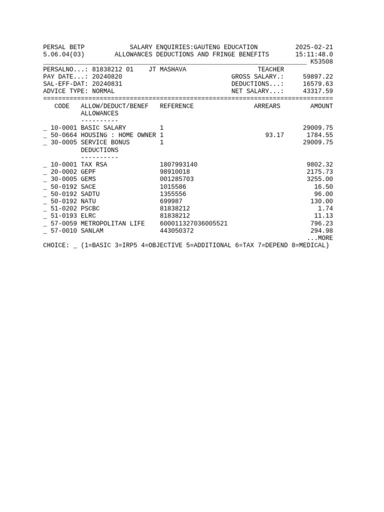 Payslip 20240801 | PDF