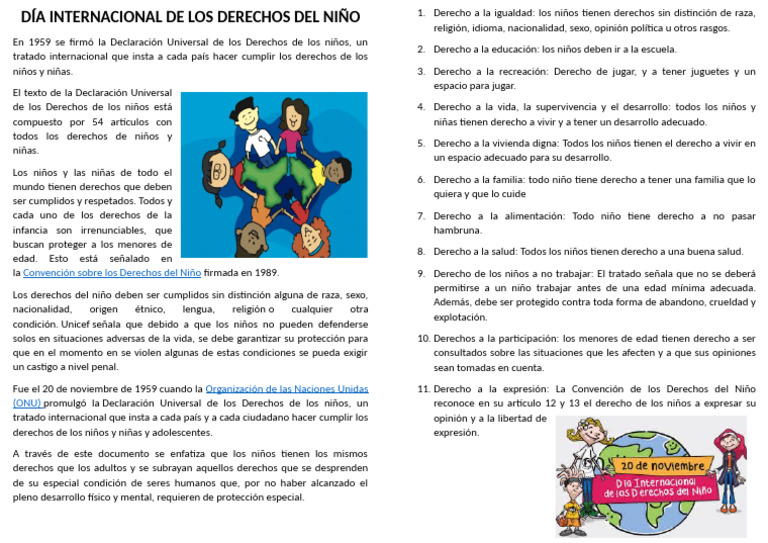 Derechos del Niño: Declaración y Protección | PDF | Derechos de los ...