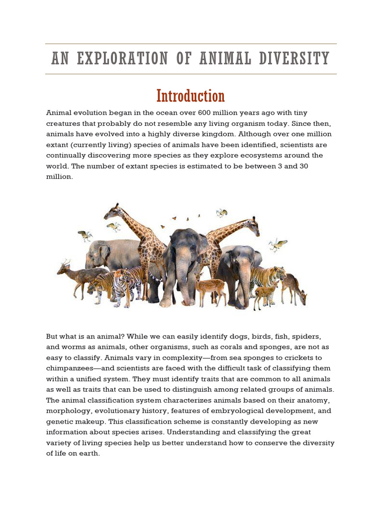 Overview of Animal Diversity and Classification | PDF | Conservation ...