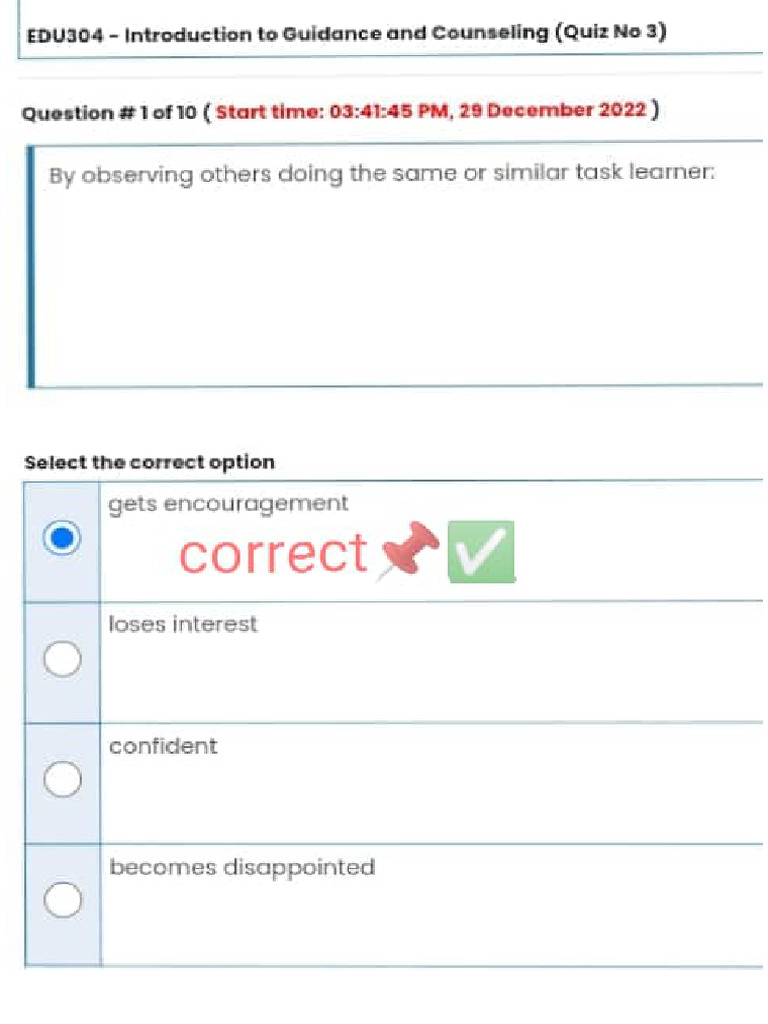 EDU304 Quizz3 fall2022 | PDF