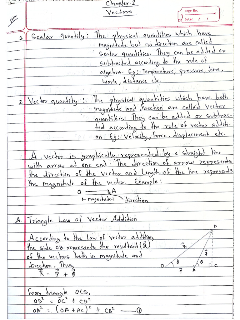 Vectors Class 11 Physics Notes | PDF