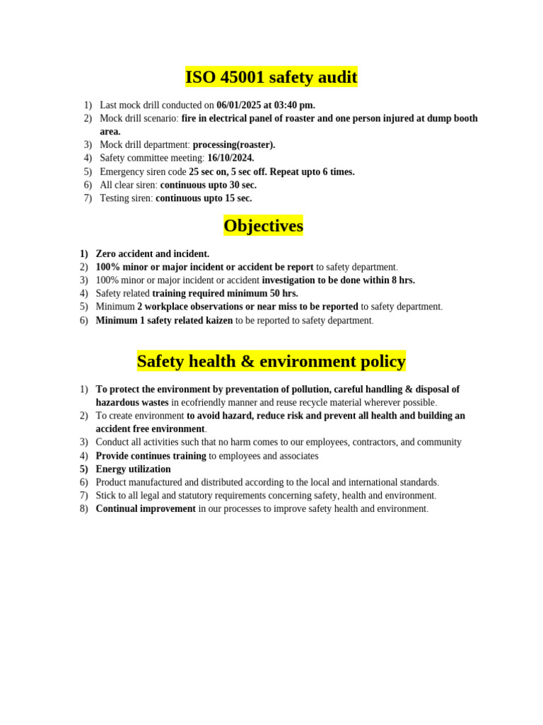 ISO 45001 Safety Audit Overview | PDF | Fires | Safety