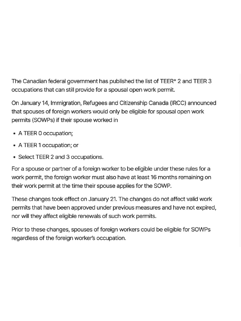 2025-May-Canada Federal Govt Published The List of TEER 2 and TEER 3 ...