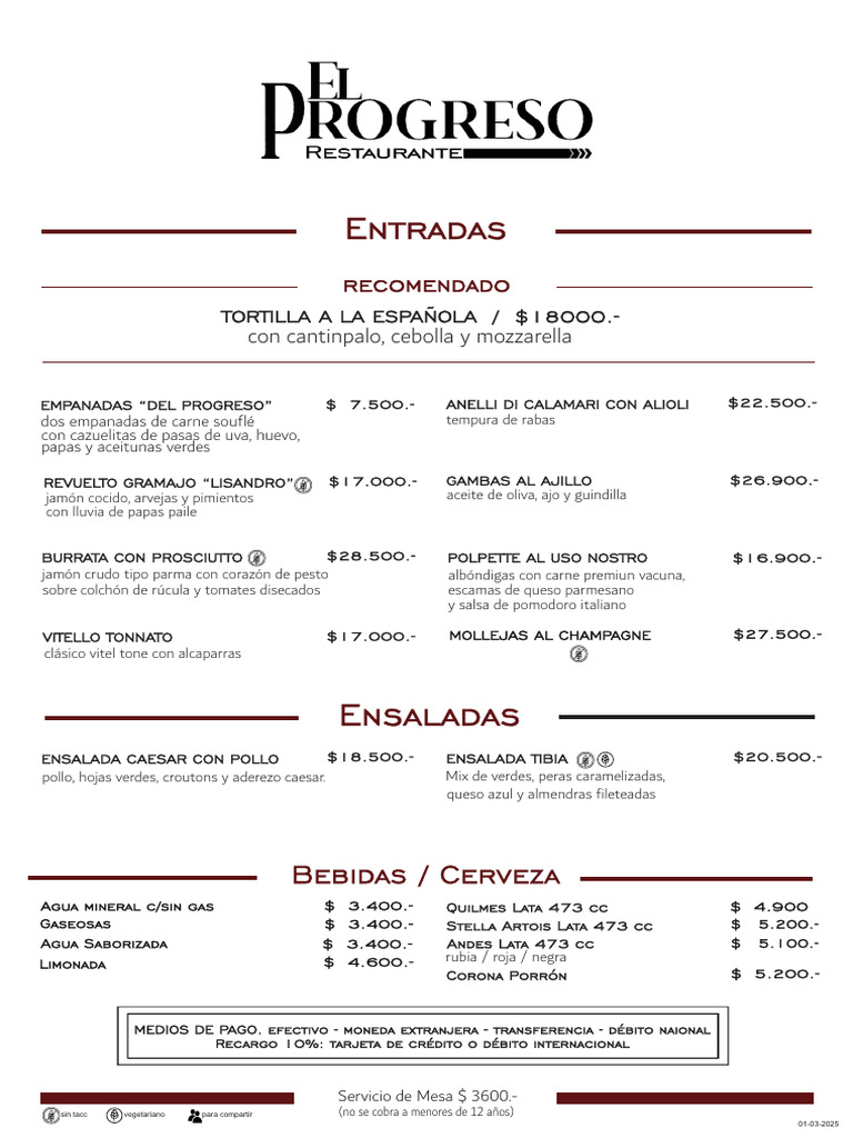 Menú del Club del Progreso Buenos Aires | PDF | ensalada | pesto