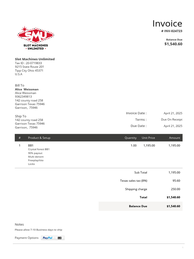 INV-024723 | PDF | Payments | Business
