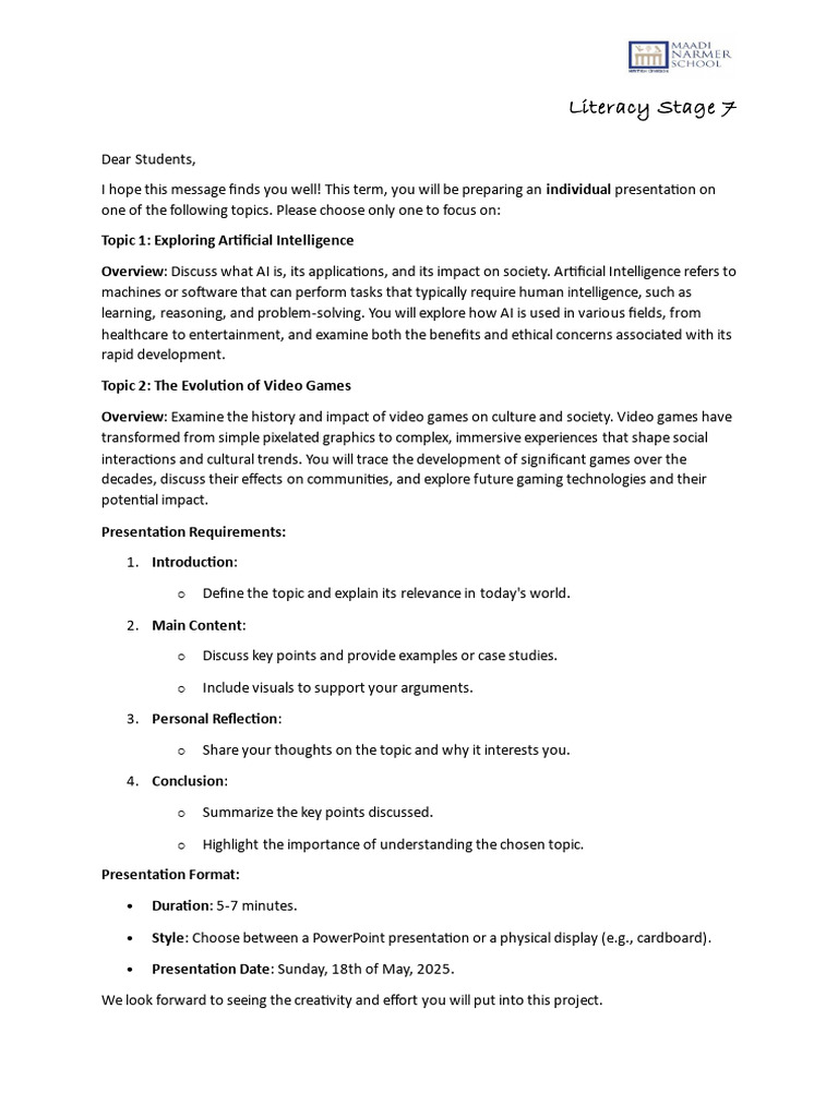 YR7 Presentation (Term 3) | PDF