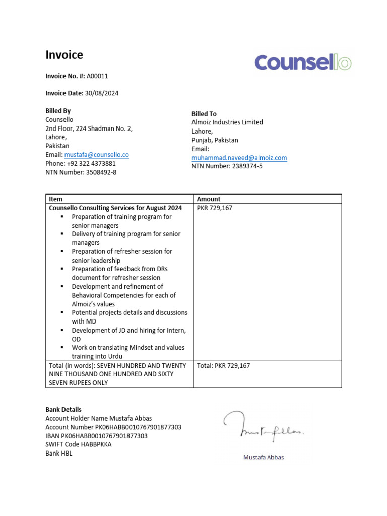 Almoiz Invoice - August 2024 | PDF