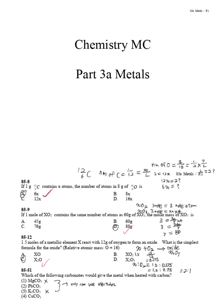 Metal and metal reactivity Section 2 | PDF | Oxide | Molecules