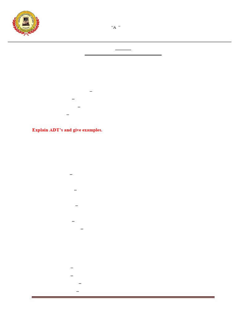 DS Unit-1 Question Bank Answers | PDF | Time Complexity | Queue (Abstract Data Type)