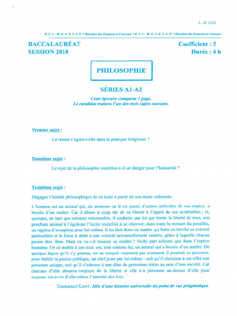 Bac A1 A2 Philo 2018 | PDF