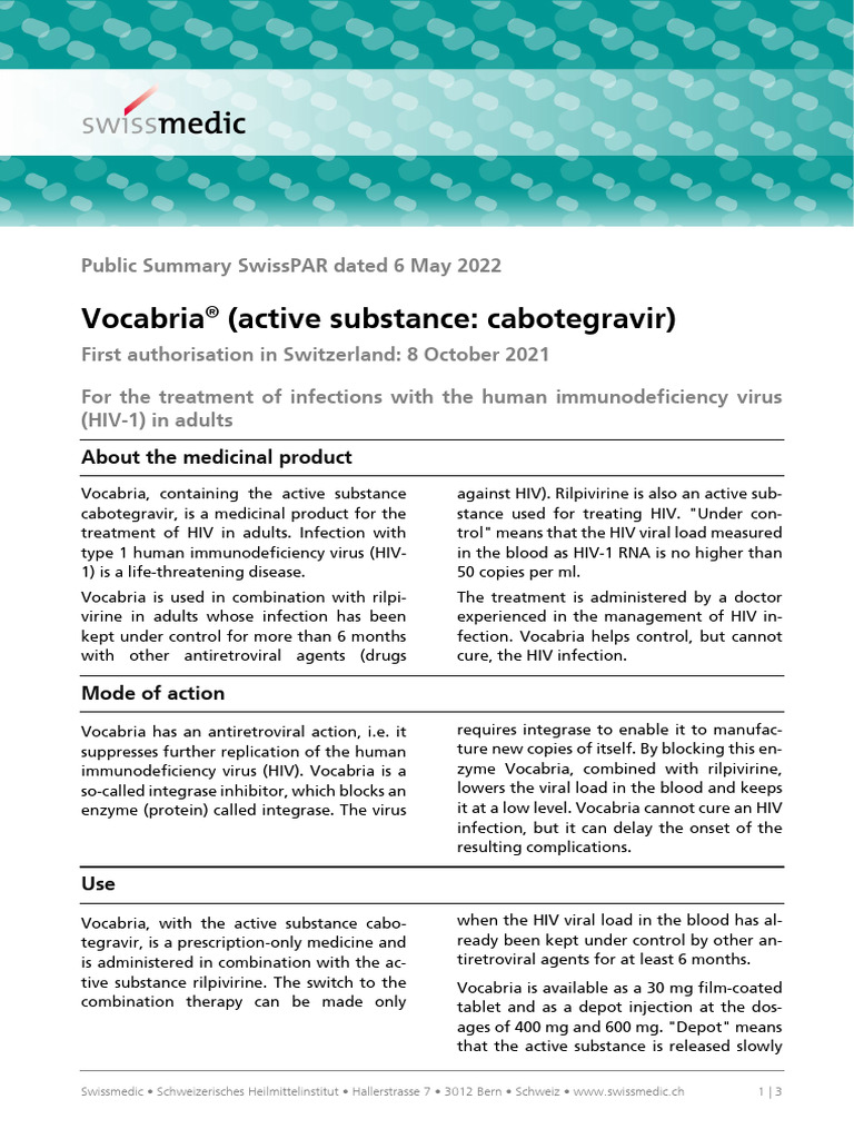 Vocabria: HIV Treatment Overview | PDF | Hiv | Management Of Hiv/Aids