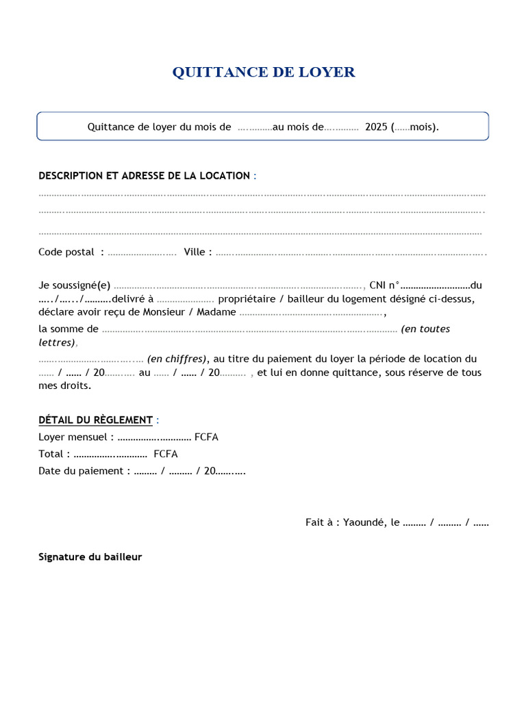 Quittance Bail | PDF