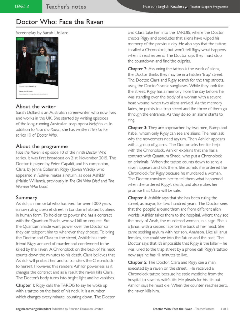 Level 3 Doctor Who Face The Raven Book Mp3 Pack Taylor Nancy Pearson ...