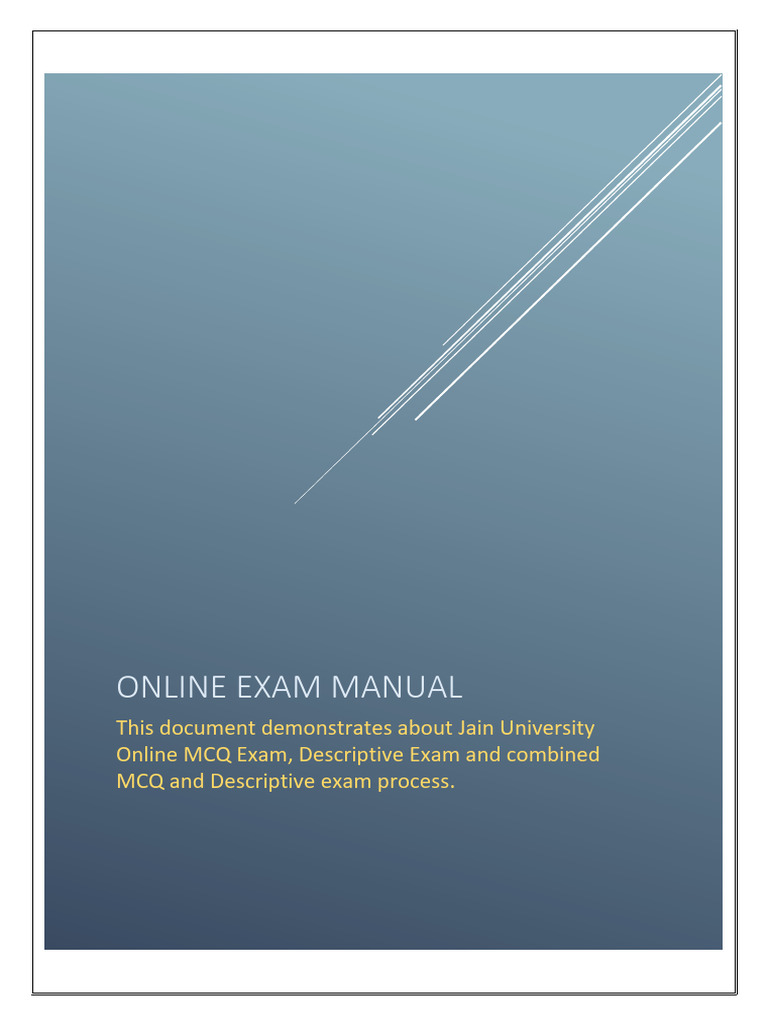 Online Exam Manual - Jain University | PDF | Multiple Choice | Software