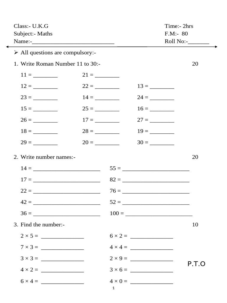 UKG Math | PDF