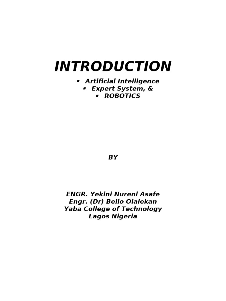 Introduction To Ai and Expert System | PDF | Artificial Intelligence | Intelligence (AI) & Semantics