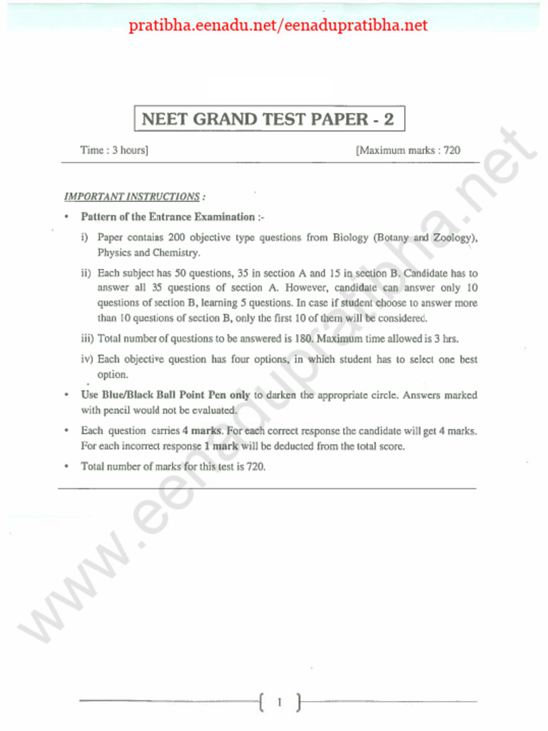 Neet Modelpaper 2 2023 08042023 | PDF