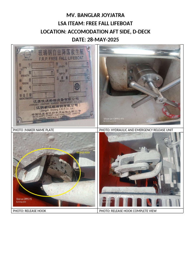 Free Fall Lifeboat Details - D-Deck | PDF