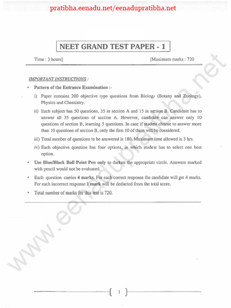 Neet Modelpaper 1 2023 08042023 | PDF