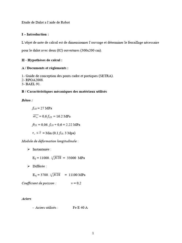 Dimensionnement d'un dalot en béton | PDF | Béton armé | Ingénierie des ...
