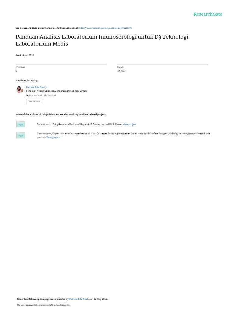 Panduan Analisis Laboratorium Imunoserologi Untuk D3 Teknologi ...