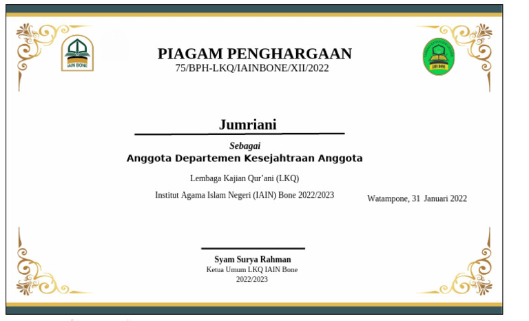 Piagam BPH 2022 | PDF