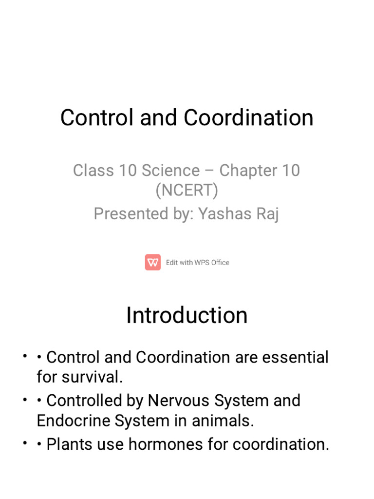Control and Coordination in Class 10 | PDF