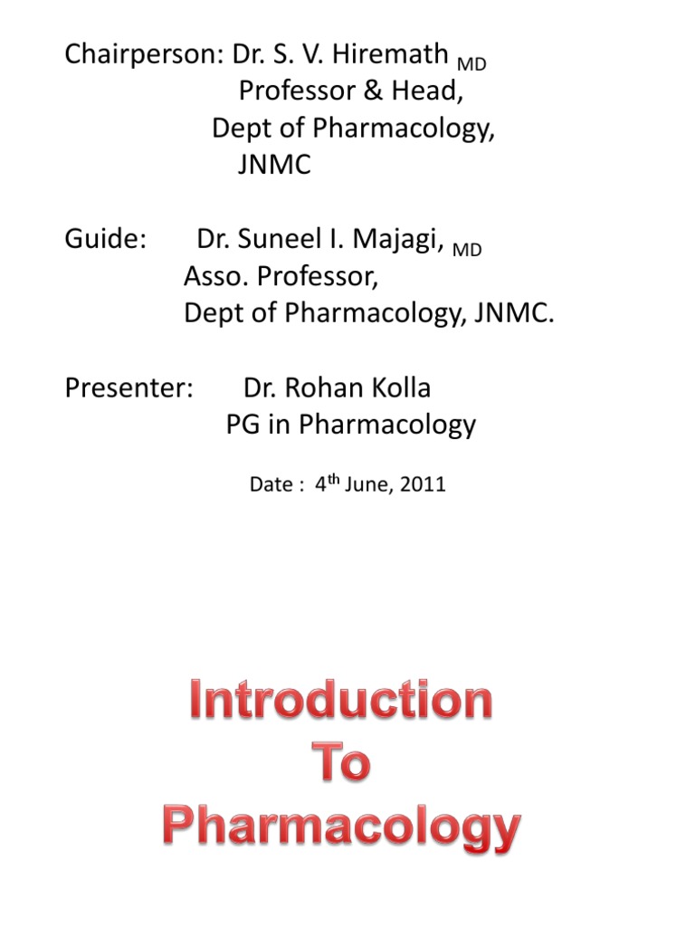 Introduction To Pharmacology | PDF | Pharmaceutical Drug | Pharmacology