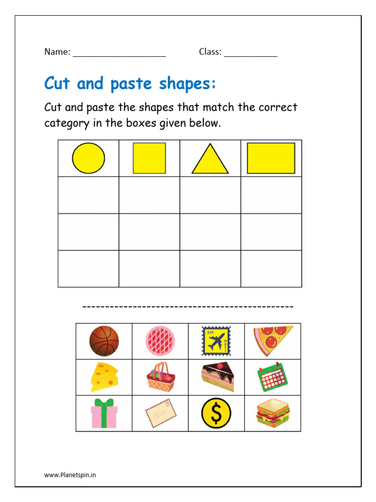 Cut and Paste Shapes Worksheet | PDF