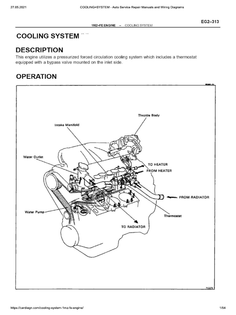 1mz–Fe Engine Cooling System | PDF
