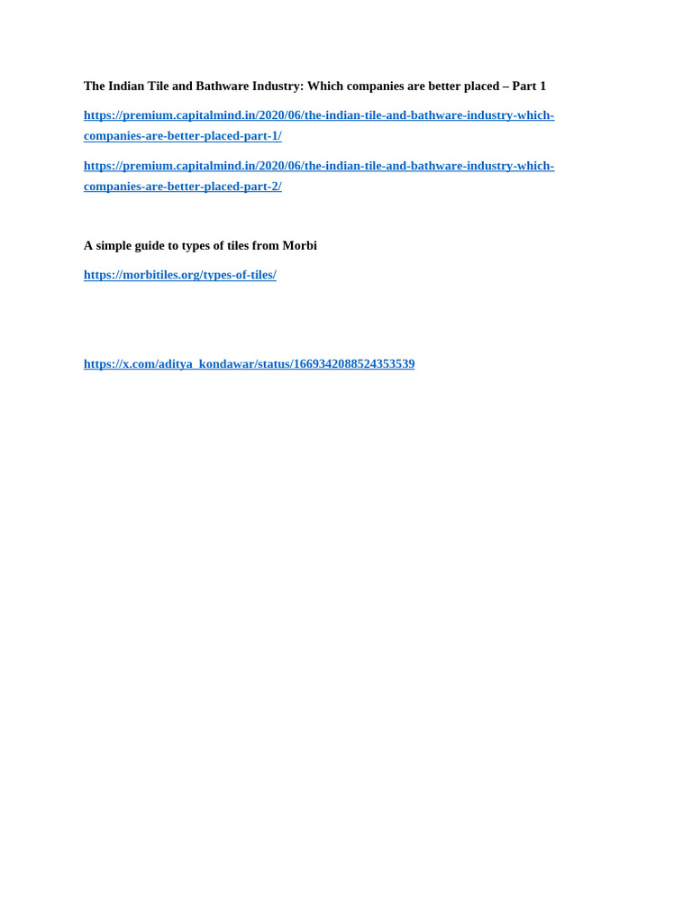 The Indian Tile and Bathware Industry | PDF