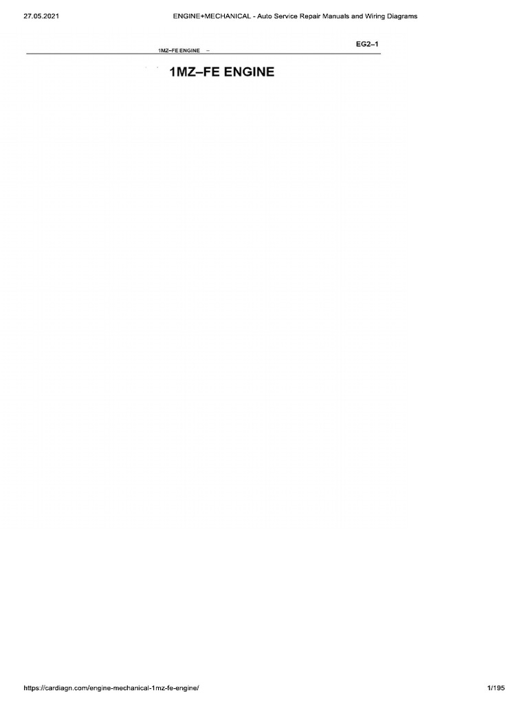 Engine Mechanical – 1mz–Fe Engine | PDF