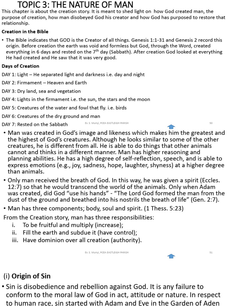 Topic 3 The Nature of Man | PDF | Genesis Creation Narrative | Adam