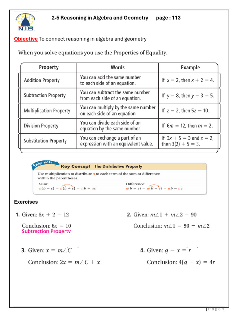 Reasoning in Algebra and Geometry | PDF