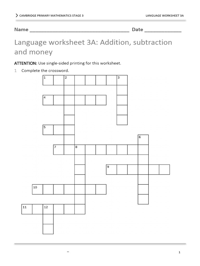Prim Maths 3 2ed TR Lang Ws 3a | PDF