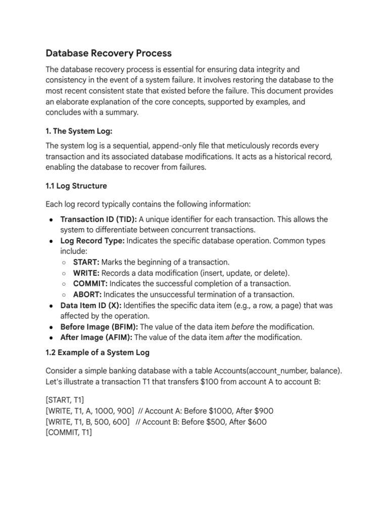 Database Recovery Process | PDF | Cache (Computing) | Database Transaction