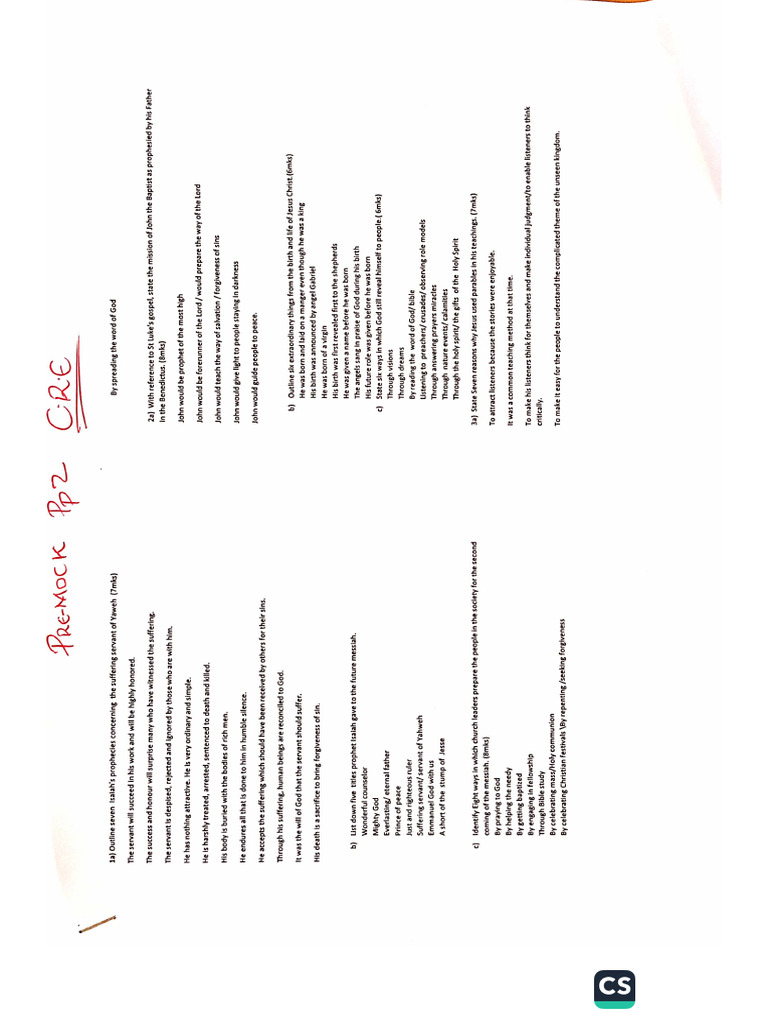 Maranda CRE P2 MSCHEME F4 Teacher Co Ke | PDF