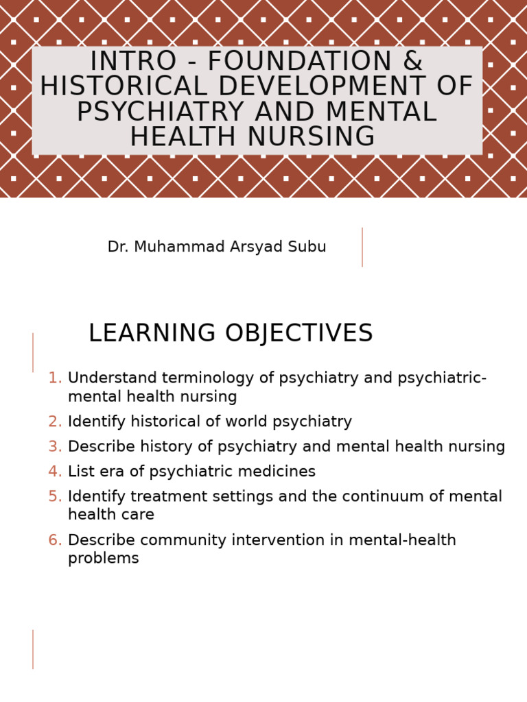 Topic 1 - Intro - Foundation MHN and MHNP | PDF | Psychiatric Hospital | Psychiatry