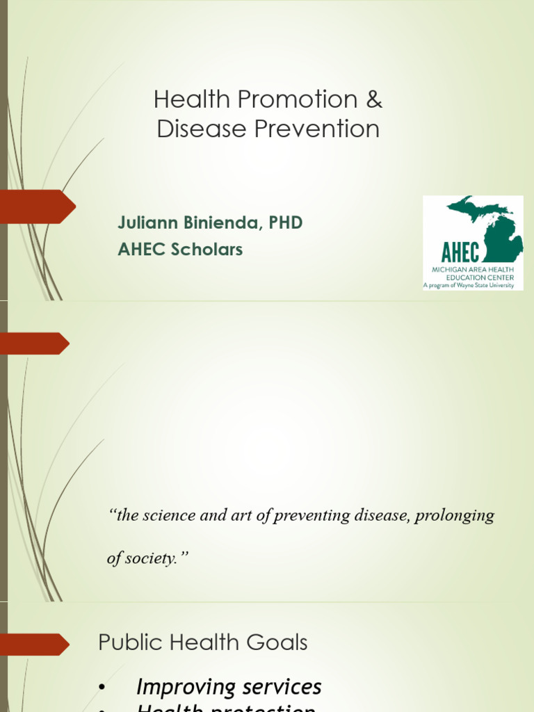 Health Promotion and Disease Prevention Guide | PDF | Preventive ...
