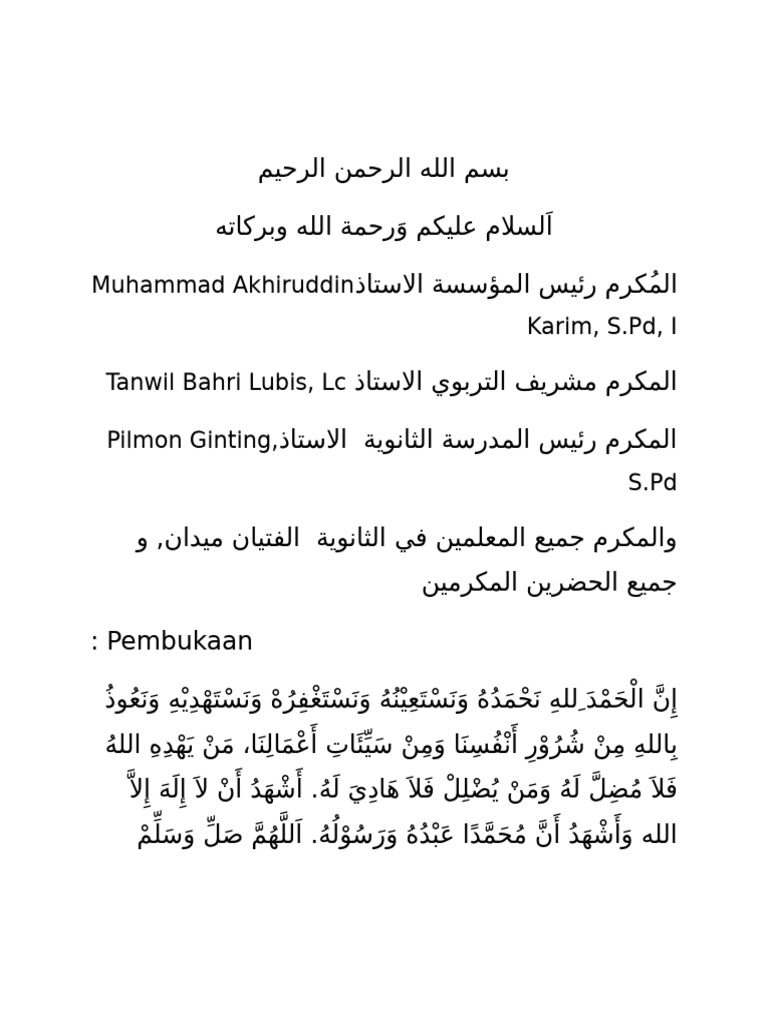 MC Bahasa Arab | PDF