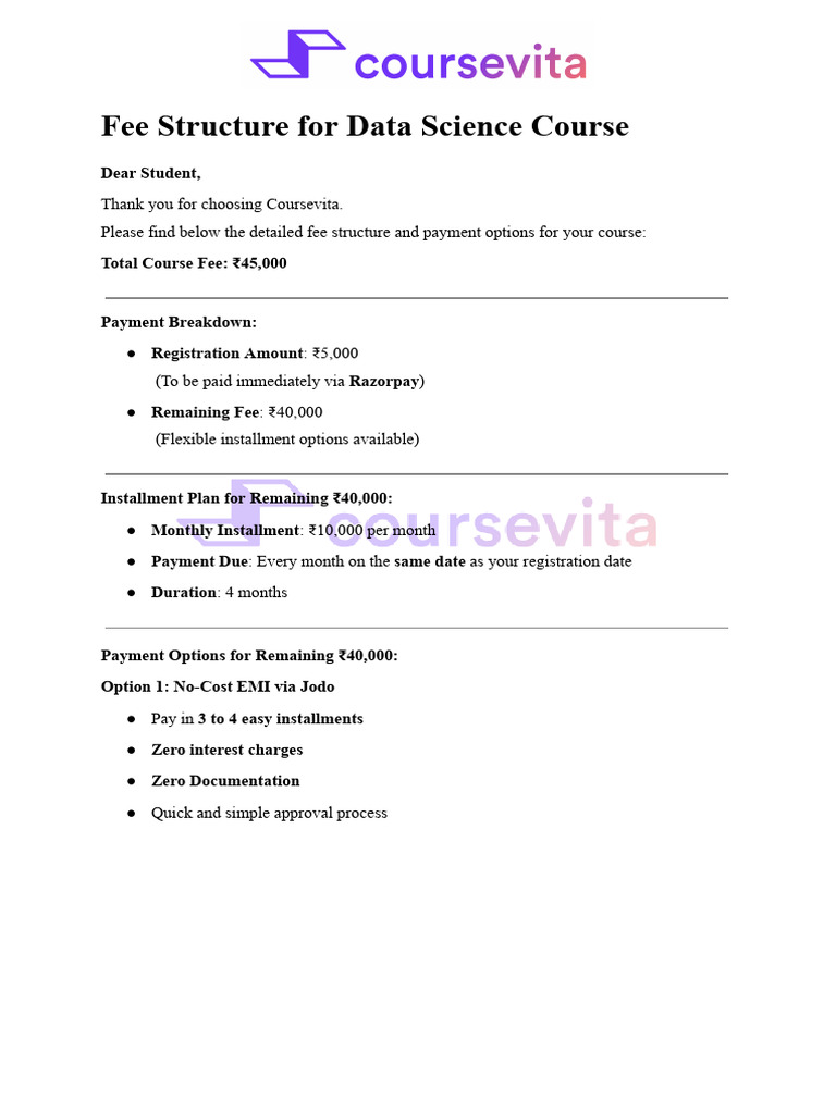 Data Science Course Fee Structure | PDF