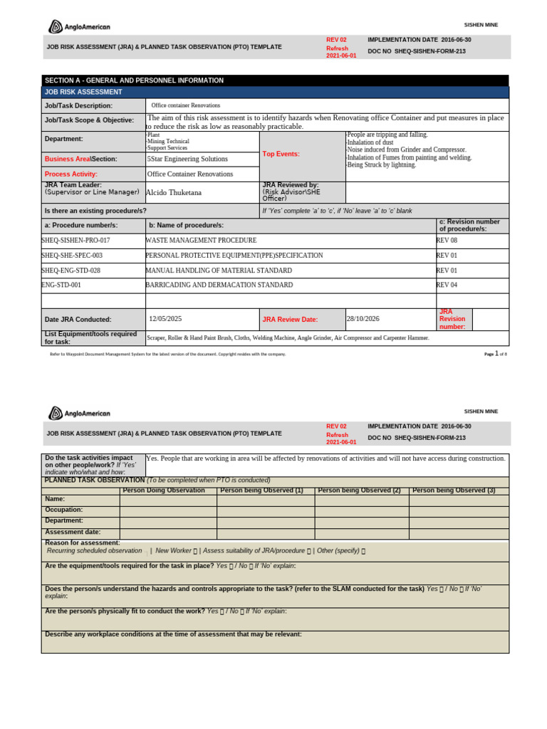 JRA Jig Plant - Repair of Tank | PDF | Personal Protective Equipment ...